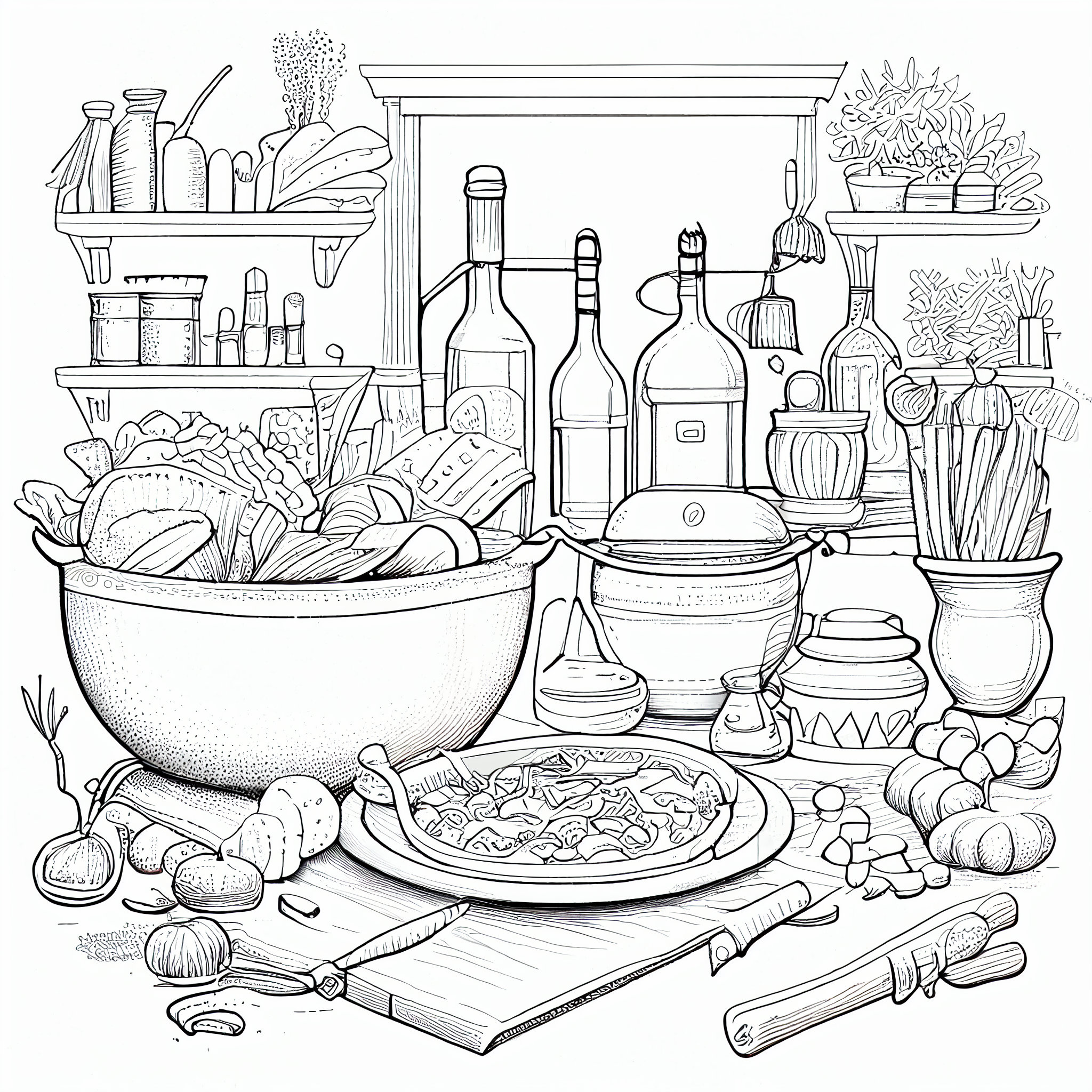 Coloring Pages of Food and Kitchen Scenes Featuring a Variety - Etsy