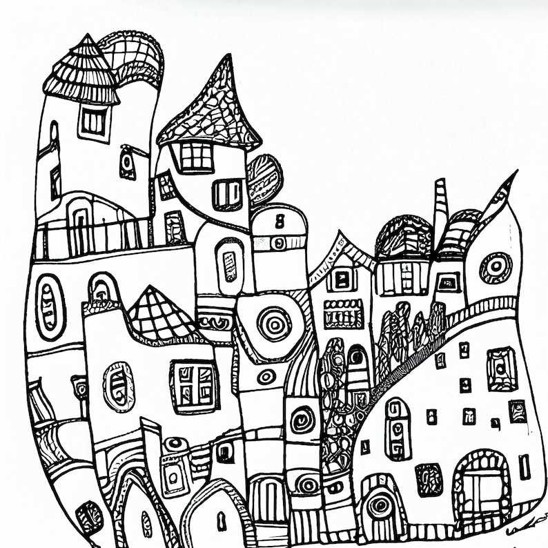 Hundertwasser Coloring Pages Unleash Your Creativity With 22 - Etsy UK