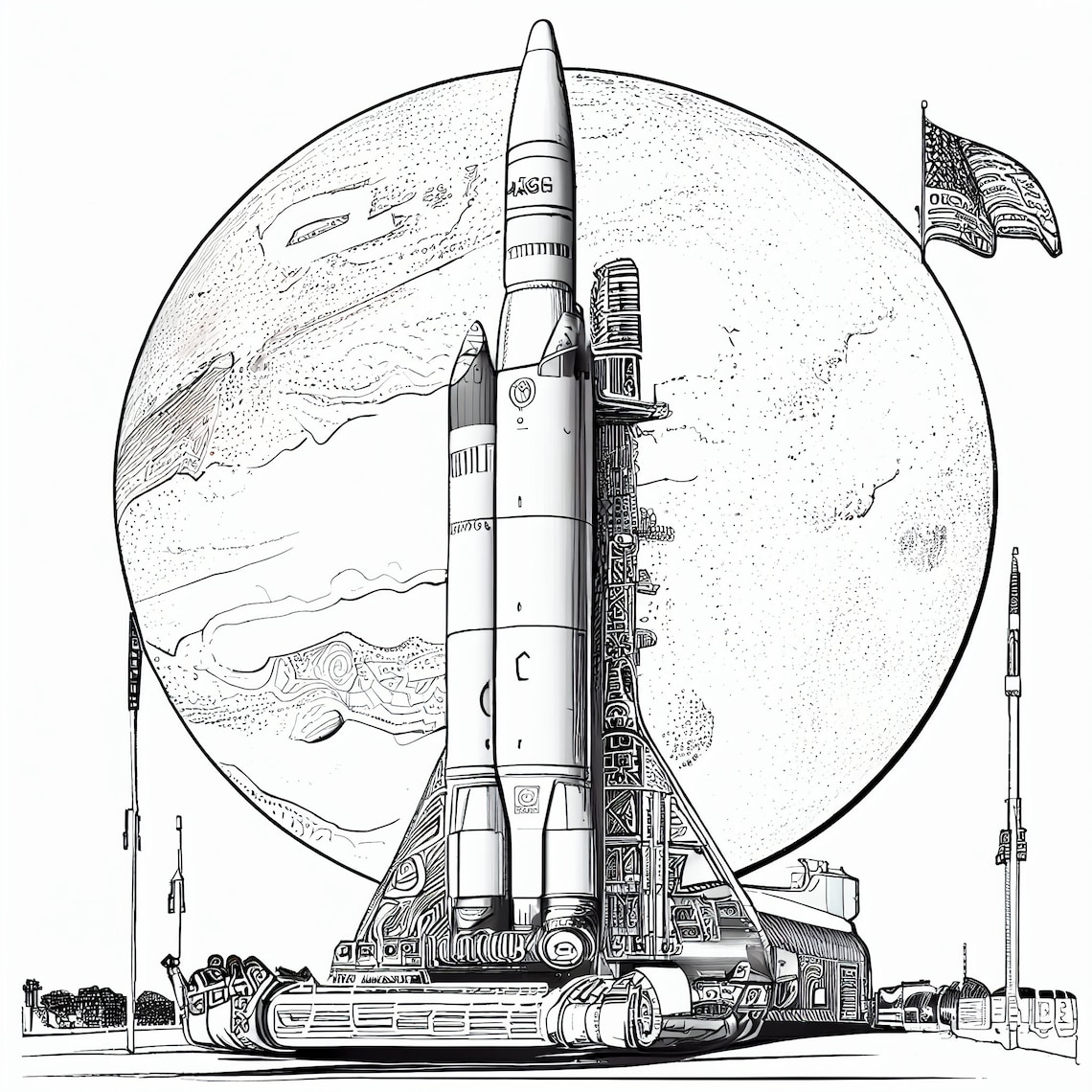 20 NASA Rocket Coloring Pages for Kids and Adults - Instant Download ...