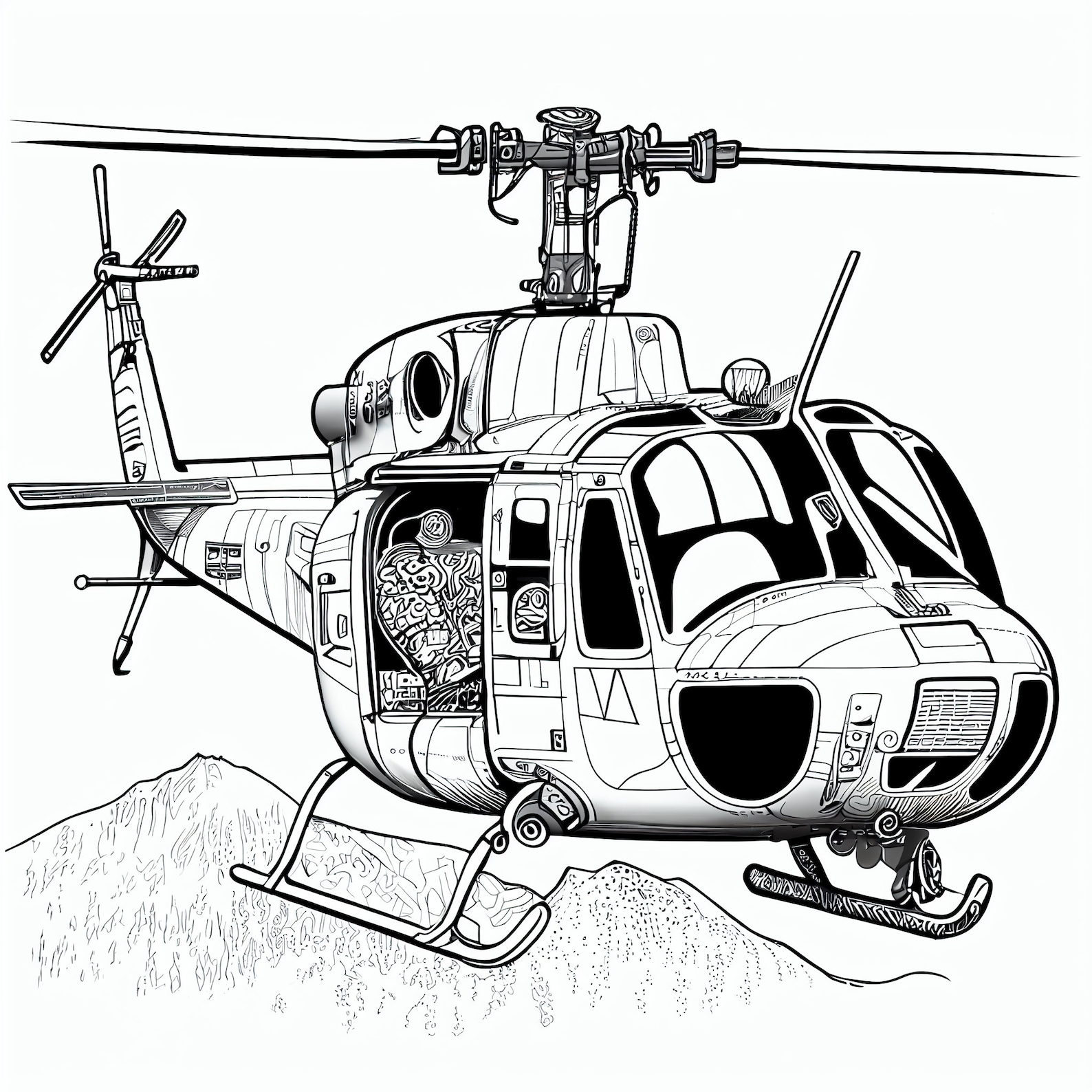 Take to the Skies With 5 Flying Helicopter Coloring Pages for Kids and ...