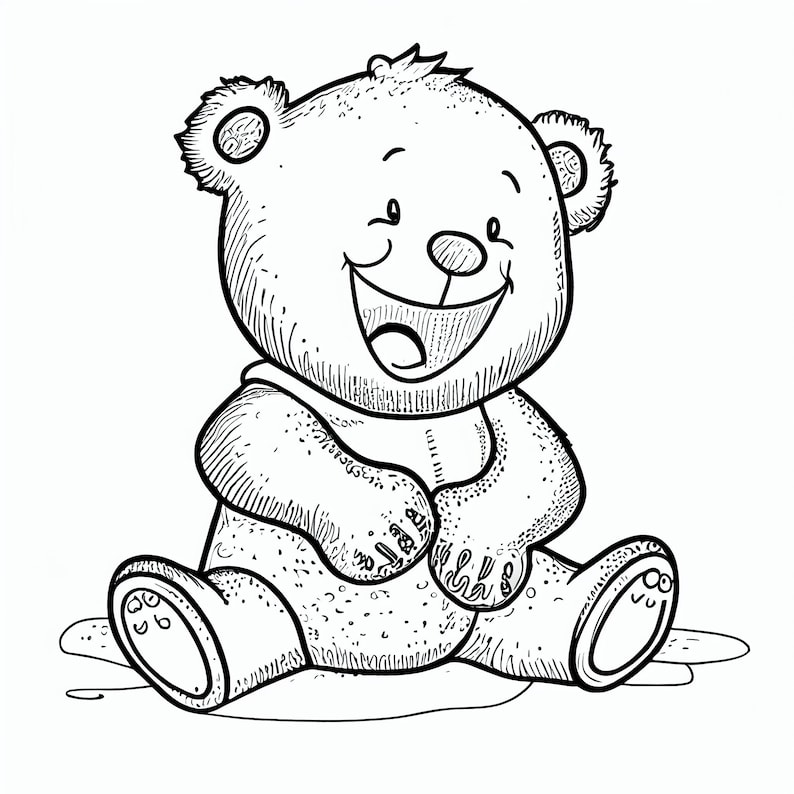 Giggles and Grins: 11 Laughing Teddy Bear Coloring Pages to Delight and ...