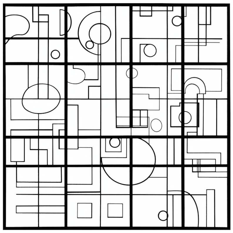 Piet Mondrian Coloring Pages | 30 Colorful Geometry Pages: Exploring ...