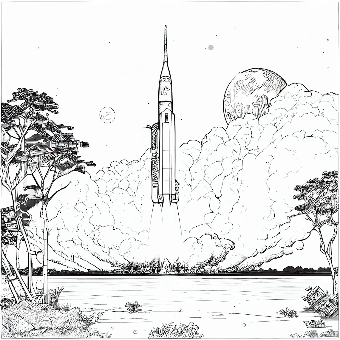 20 NASA Rocket Coloring Pages for Kids and Adults - Instant Download ...