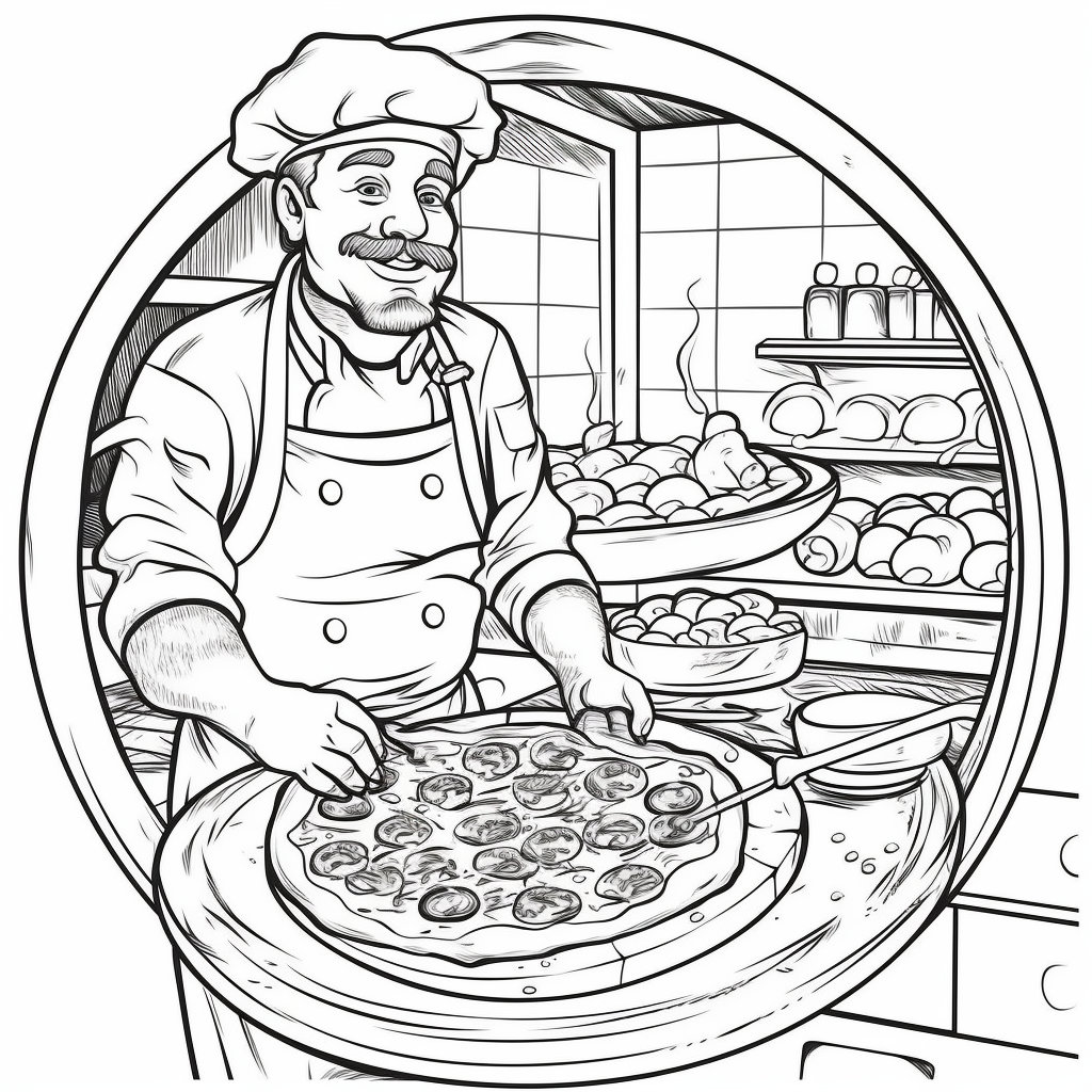 Pizza Chef Coloring Page
