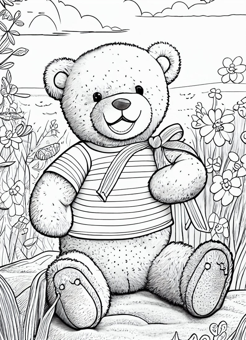 Joyful Chuckles: 7 Laughing Teddy Bear Coloring Pages in DIN A4 Size ...