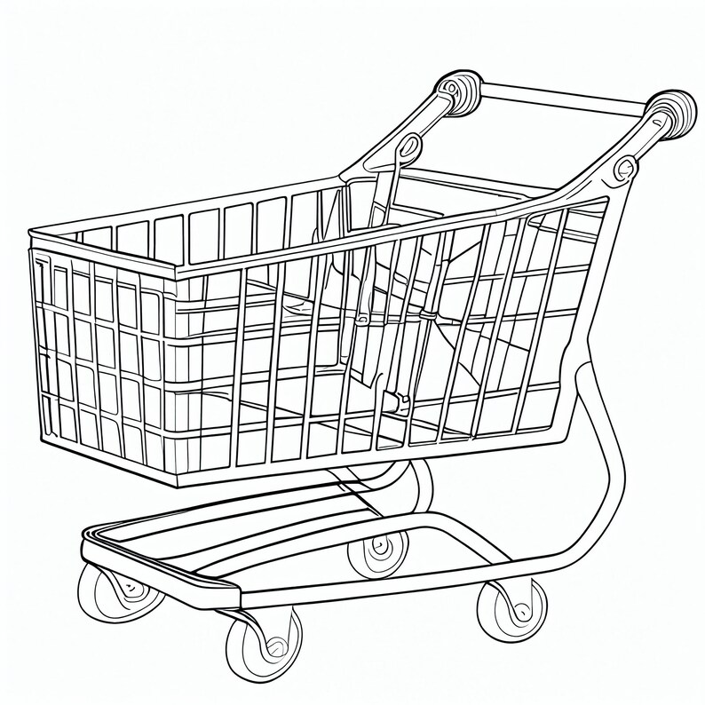 40 COLORING PAGES Shopping Carts Instant DIGITAL Download - Etsy