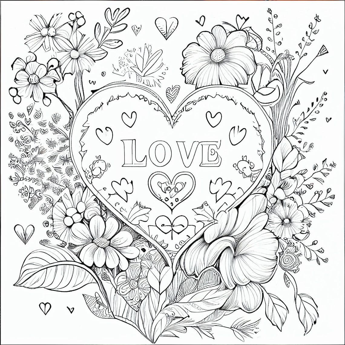 12 Love-themed Coloring Pages for Kids and Adults - Instant Download ...