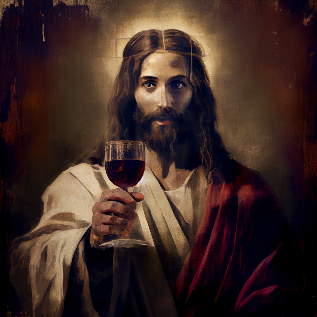 JESUS AND WINE Unique Art for Print Instant Digital Download Jesus ...