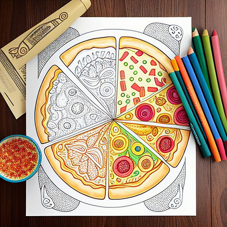 20 Unique Pizza Coloring Pages for All Pizza Lovers - Etsy