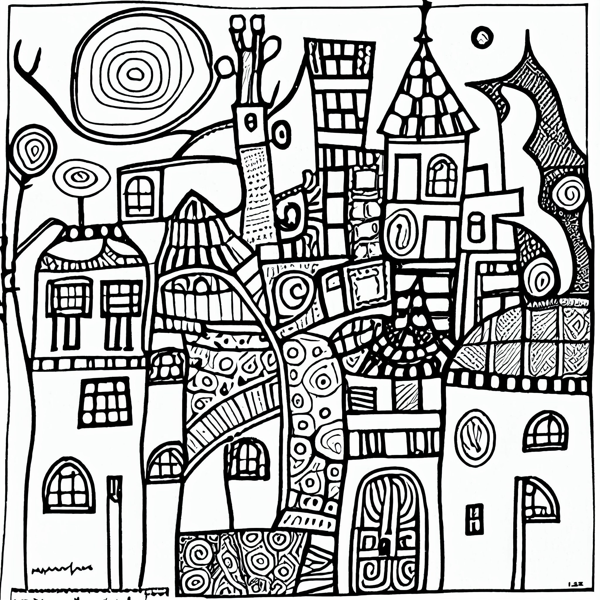 Hundertwasser Coloring Pages Unleash Your Creativity With 22 - Etsy UK