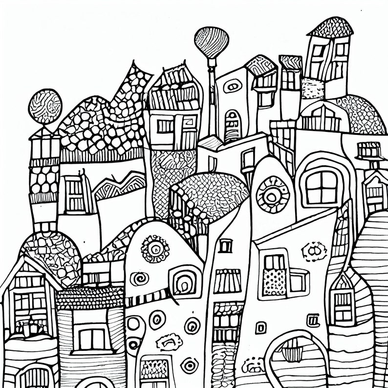 Hundertwasser Coloring Pages Unleash Your Creativity With 22 - Etsy UK