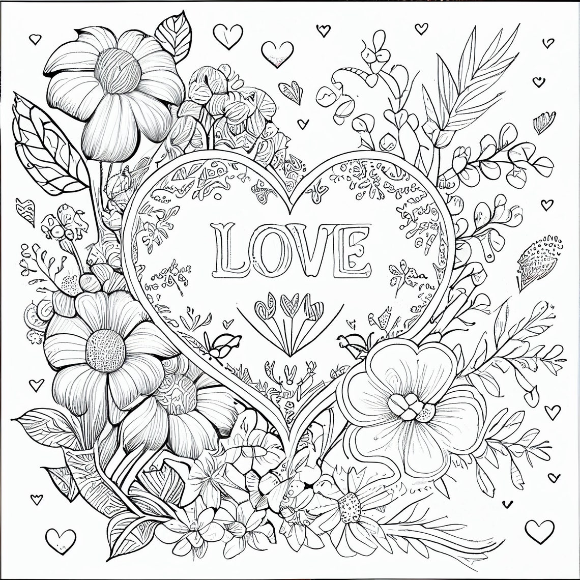 12 Love-themed Coloring Pages for Kids and Adults - Instant Download ...