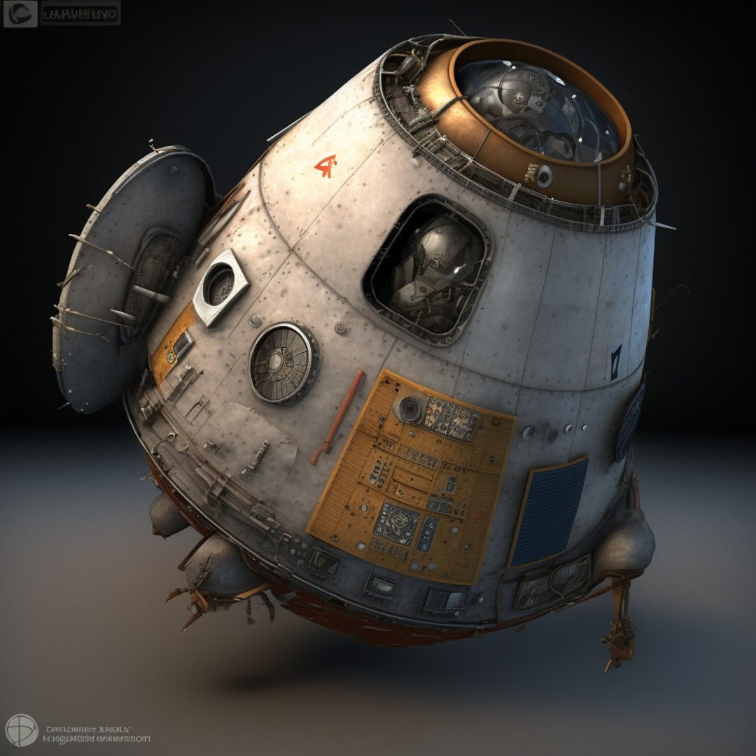 The NASA Collection, Lunar Module, Saturn V Rocket, Apollo Command Module, Digital Artwork by D ...