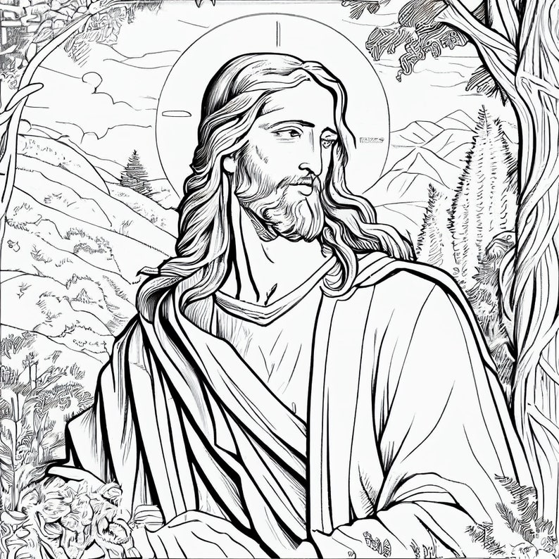 12 Unique Jesus Christ Art Coloring Pages for Kids and Adults - Etsy