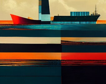 Abstract Cargo Ship - Etsy