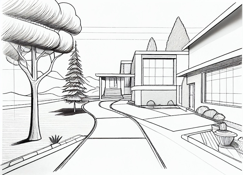30 Perspective Drawing Coloring Pages PRINT AND PAINT - Etsy