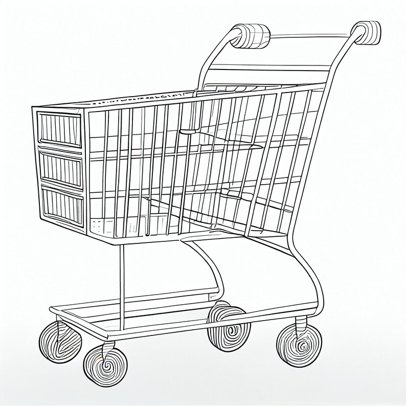 40 COLORING PAGES Shopping Carts Instant DIGITAL Download - Etsy