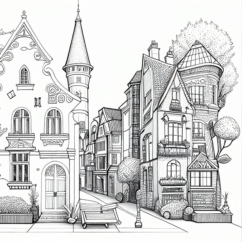 Exploring the City: Detailed Coloring Pages for All Ages" PRINT & PAINT ...