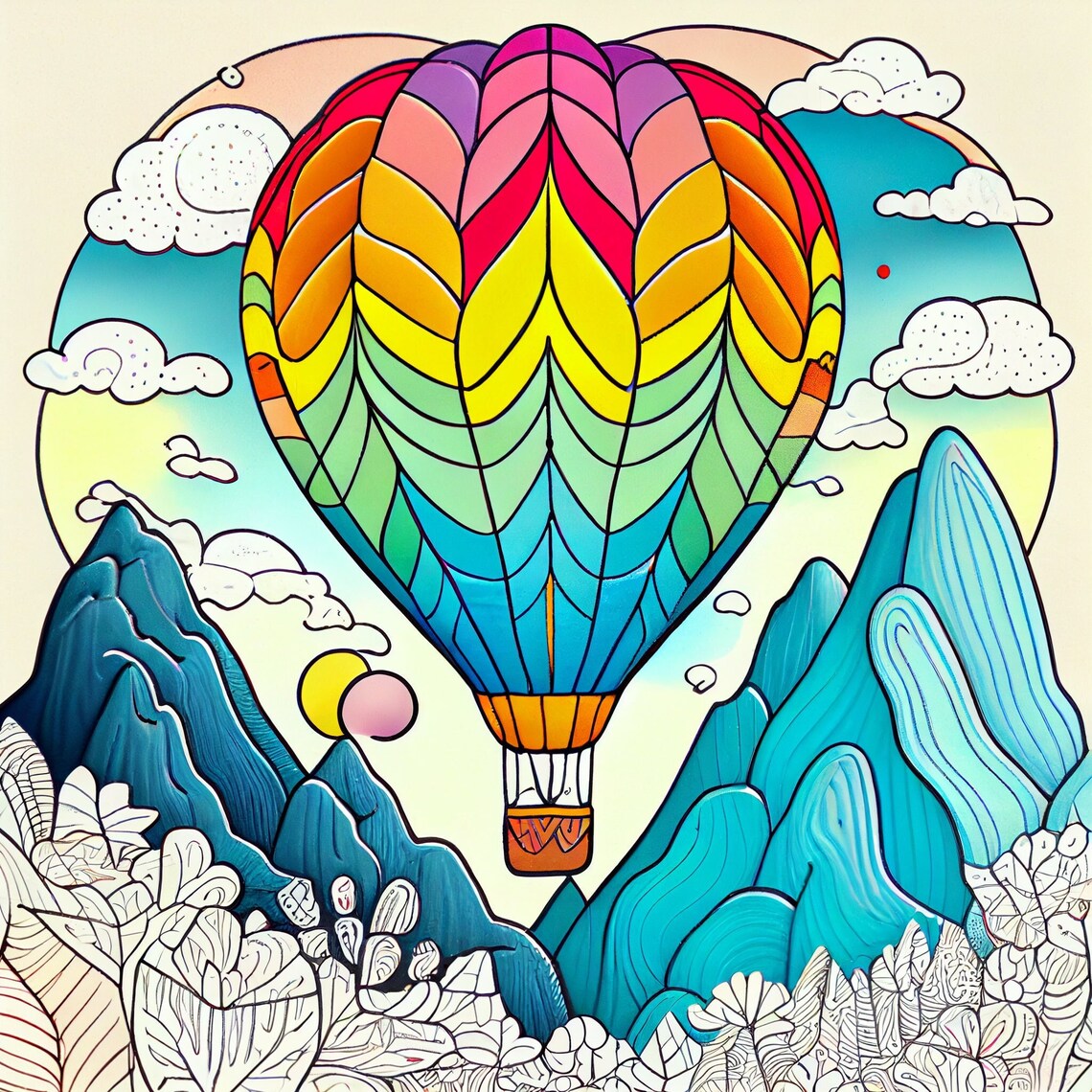 Hot Air Balloon Coloring Pages for Imaginative Fun || 50 Unique ...