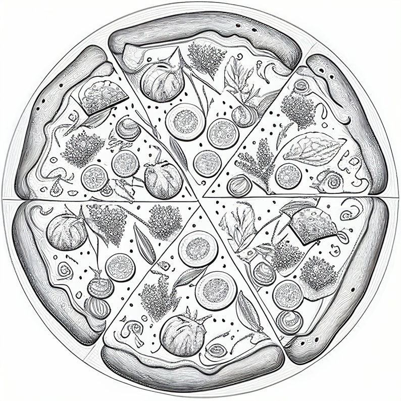 20 Unique Pizza Coloring Pages for All Pizza Lovers - Etsy