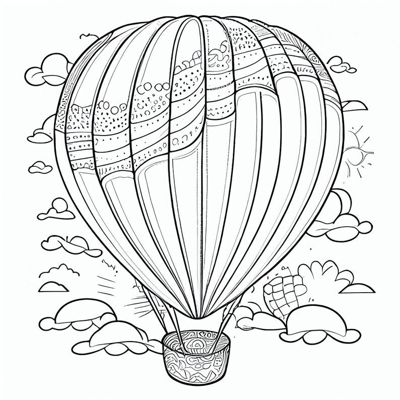 Hot Air Balloon Coloring Pages for Imaginative Fun 50 Unique - Etsy