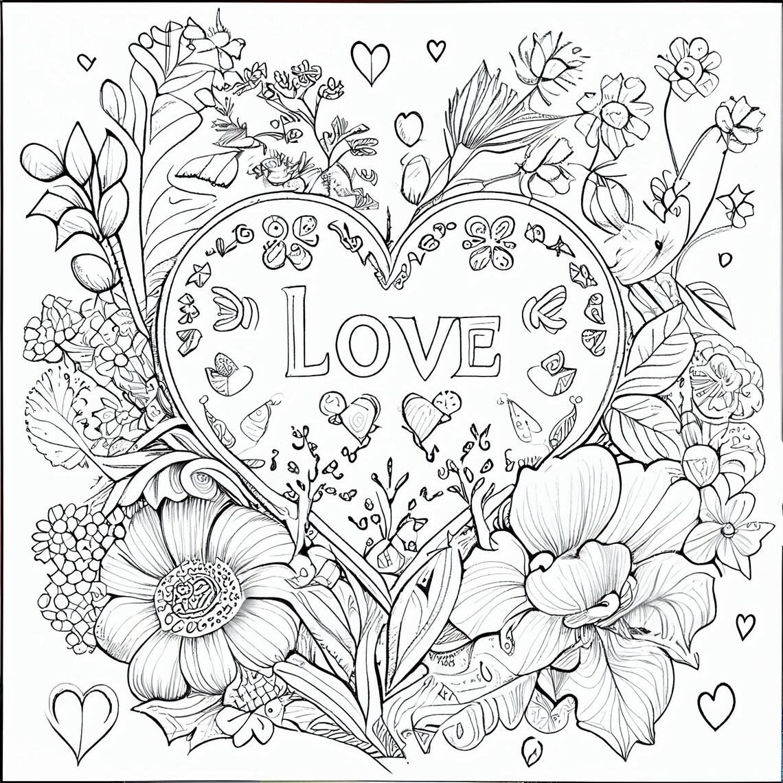 12 Love-themed Coloring Pages for Kids and Adults - Instant Download ...