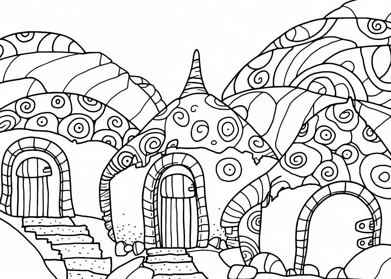 Hundertwasser Coloring Page Sketch Coloring Page