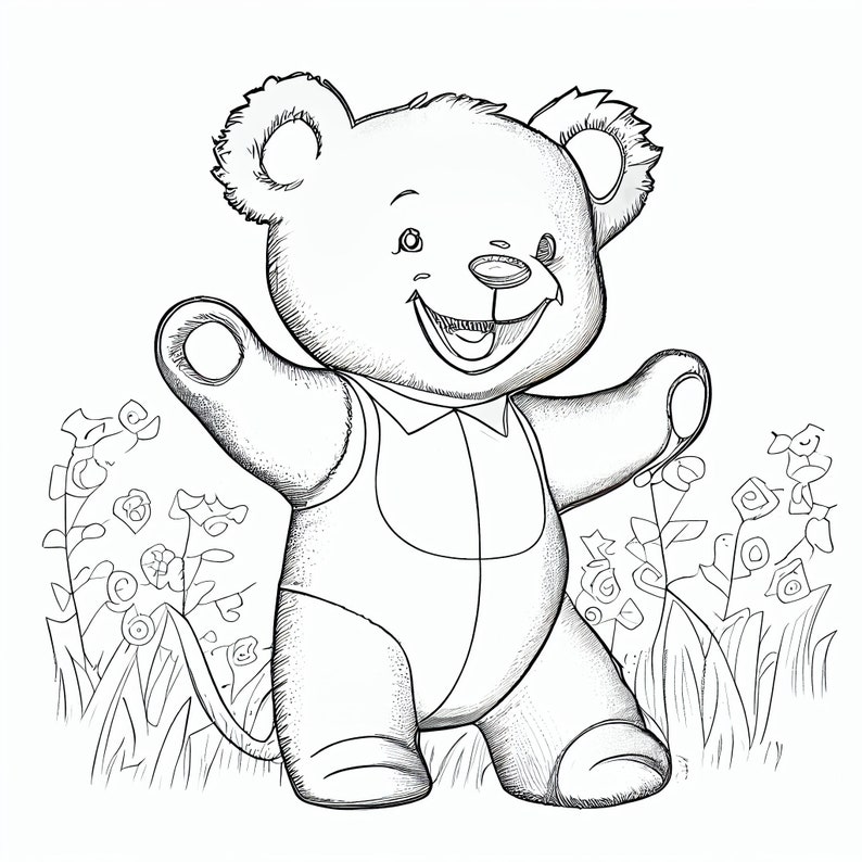 Giggles and Grins: 11 Laughing Teddy Bear Coloring Pages to Delight and ...
