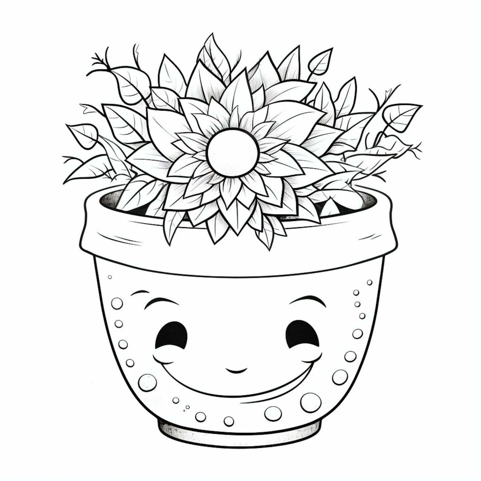 Smiling Blooms: Flower Pot Coloring Pages Filled With Joy and ...
