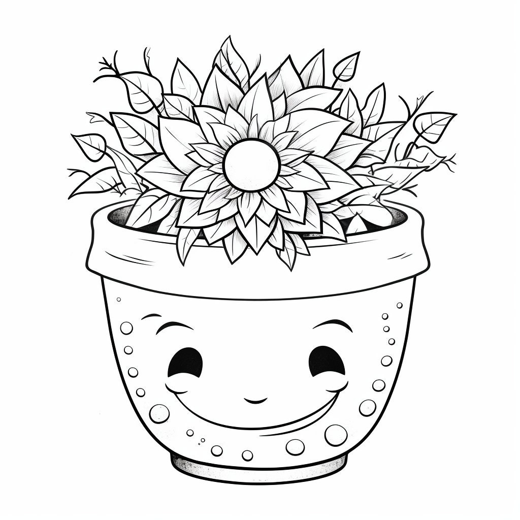 Smiling Blooms: Flower Pot Coloring Pages Filled With Joy and ...