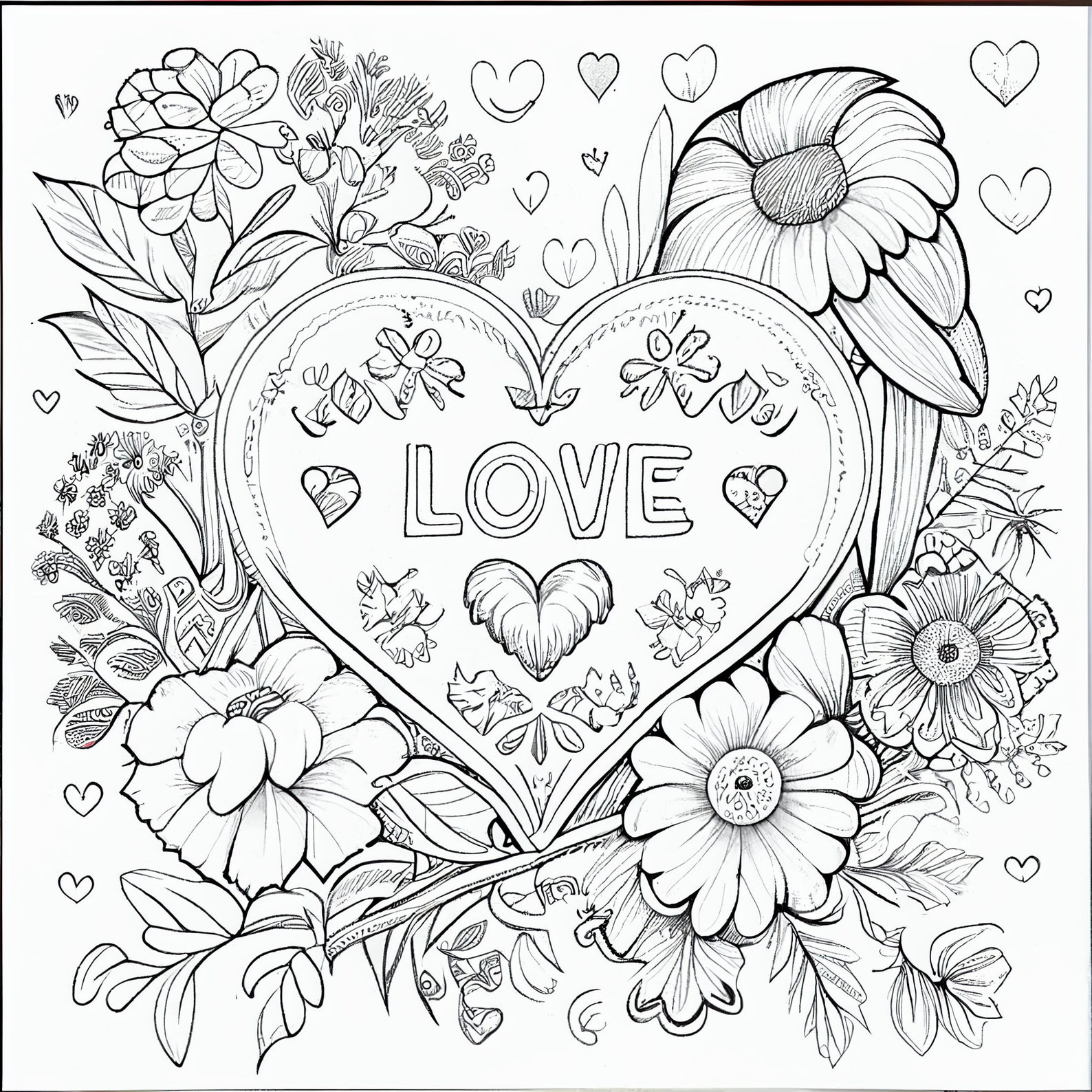 12 Love-themed Coloring Pages for Kids and Adults - Instant Download ...