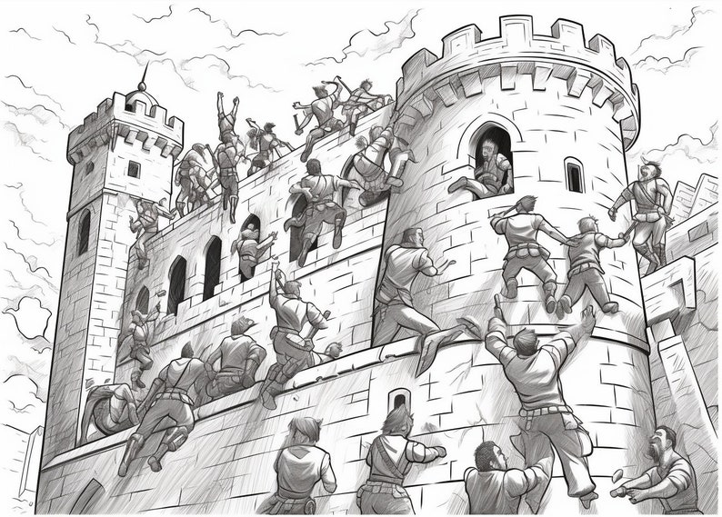 The Wall of Jericho 40 Coloring Pages for Instant Download - Etsy