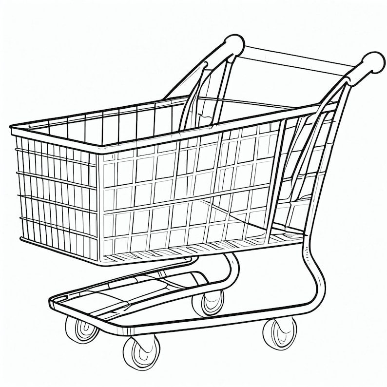 40 COLORING PAGES || Shopping Carts || Instant DIGITAL Download || Shop ...