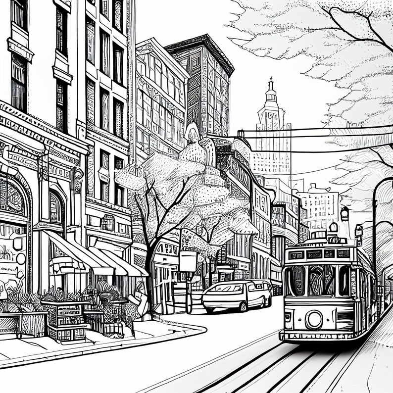 Exploring the City: Detailed Coloring Pages for All Ages" PRINT & PAINT ...
