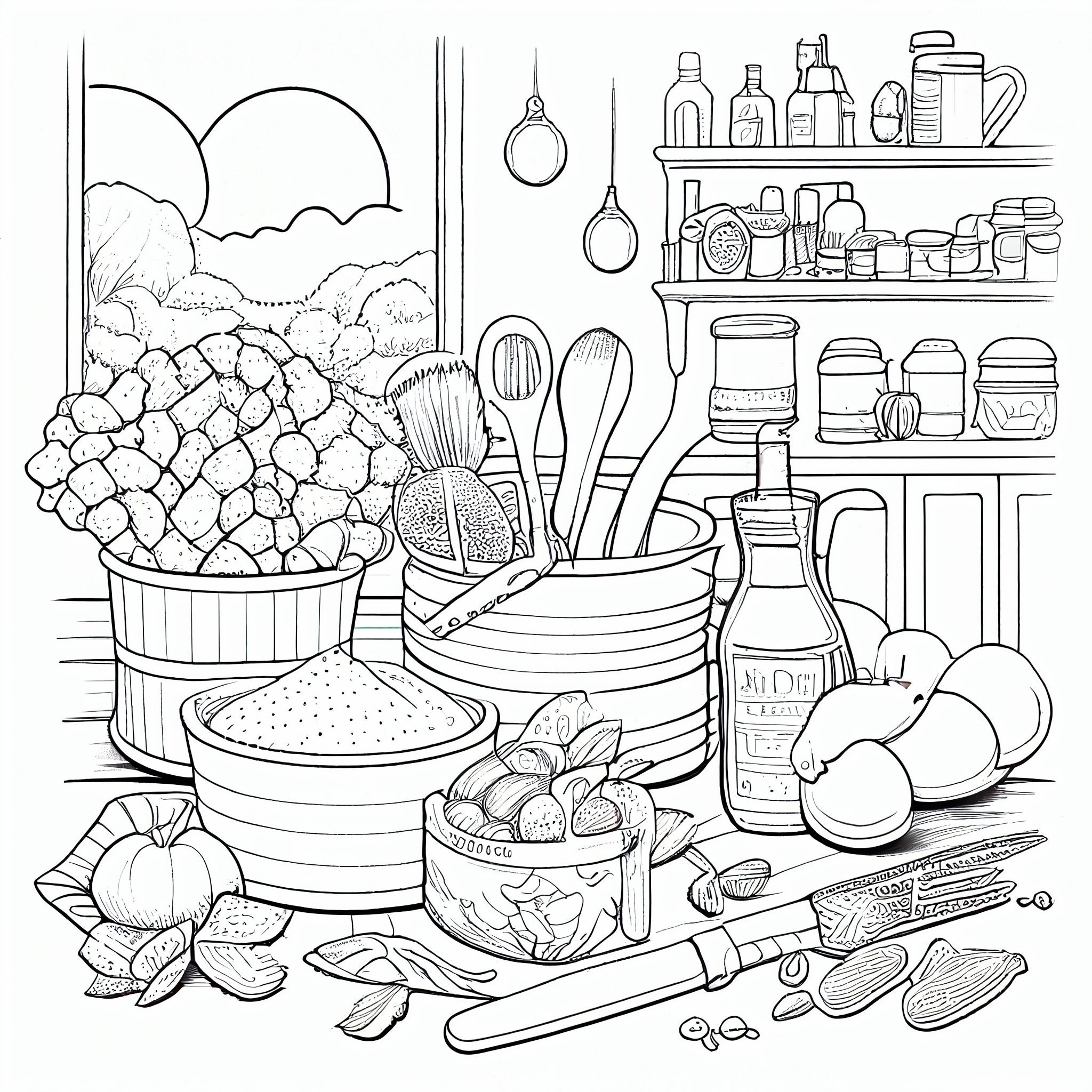 Coloring Pages of Food and Kitchen Scenes Featuring a Variety - Etsy
