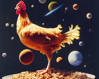 Space Chicken Art - Etsy
