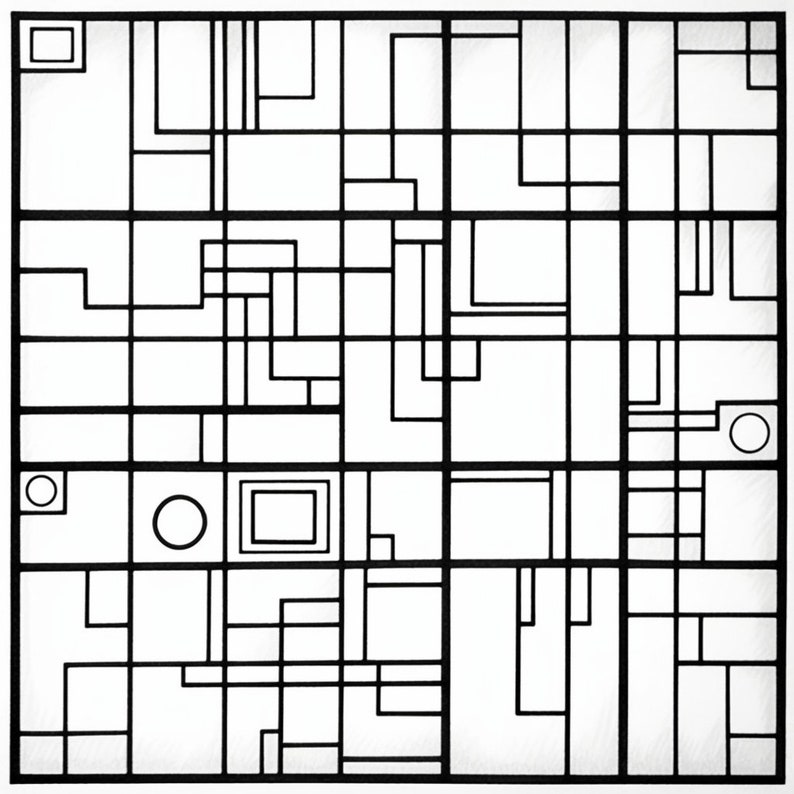 Piet Mondrian Coloring Pages 30 Colorful Geometry Pages: Exploring Piet ...