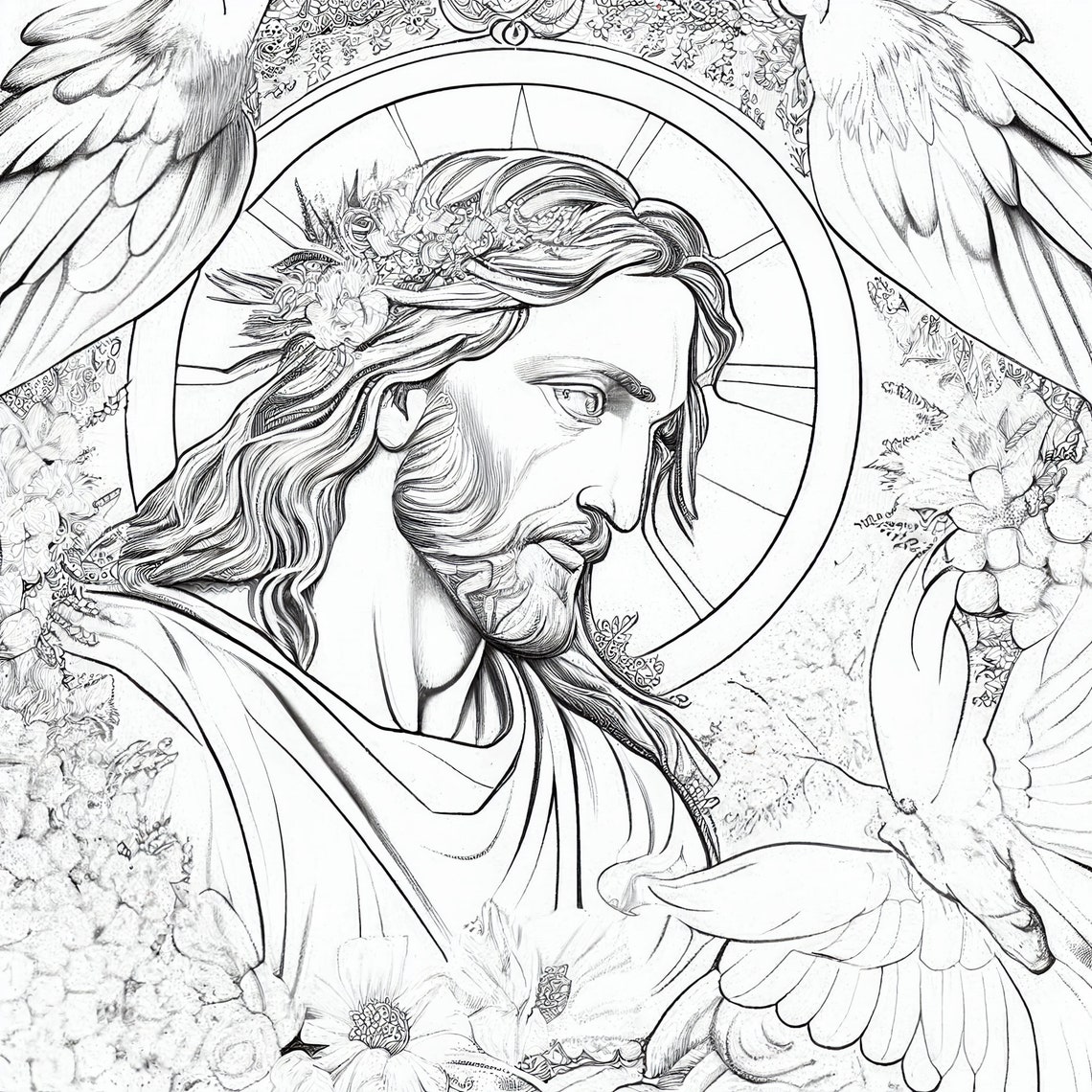 JESUS CHRIST Coloring Pages for Adults • Bible Artwork for Instant ...