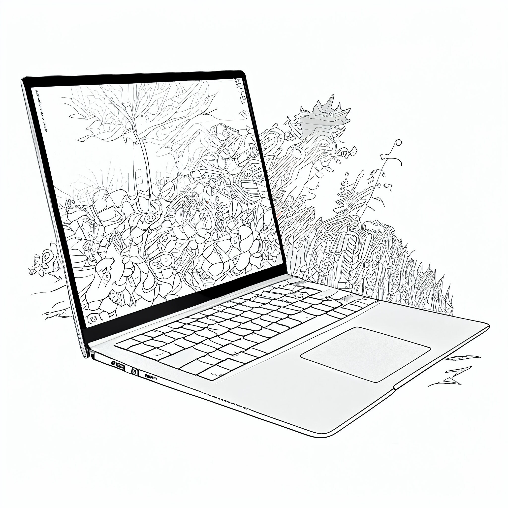 50 Laptop Coloring Pages || for Print and Instant PDF Download || Get ...