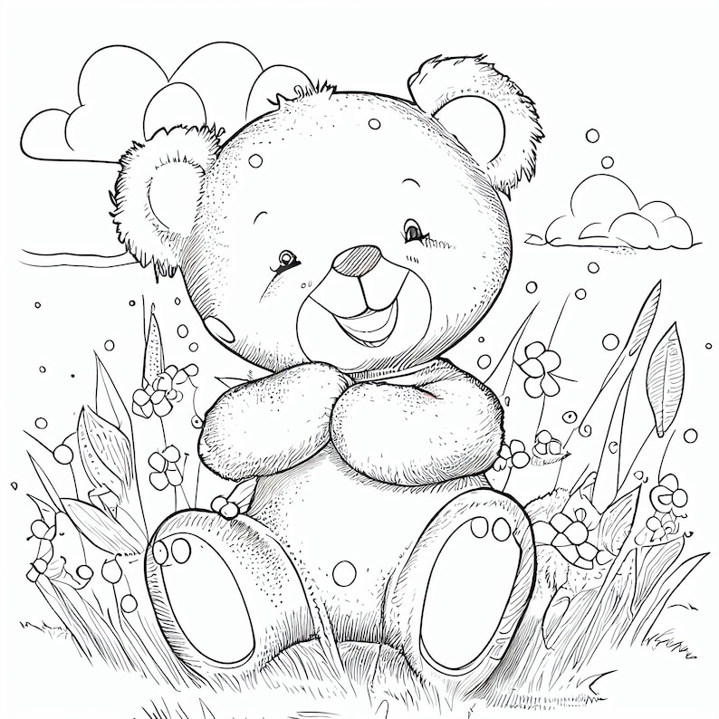 Giggles and Grins: 11 Laughing Teddy Bear Coloring Pages to Delight and ...
