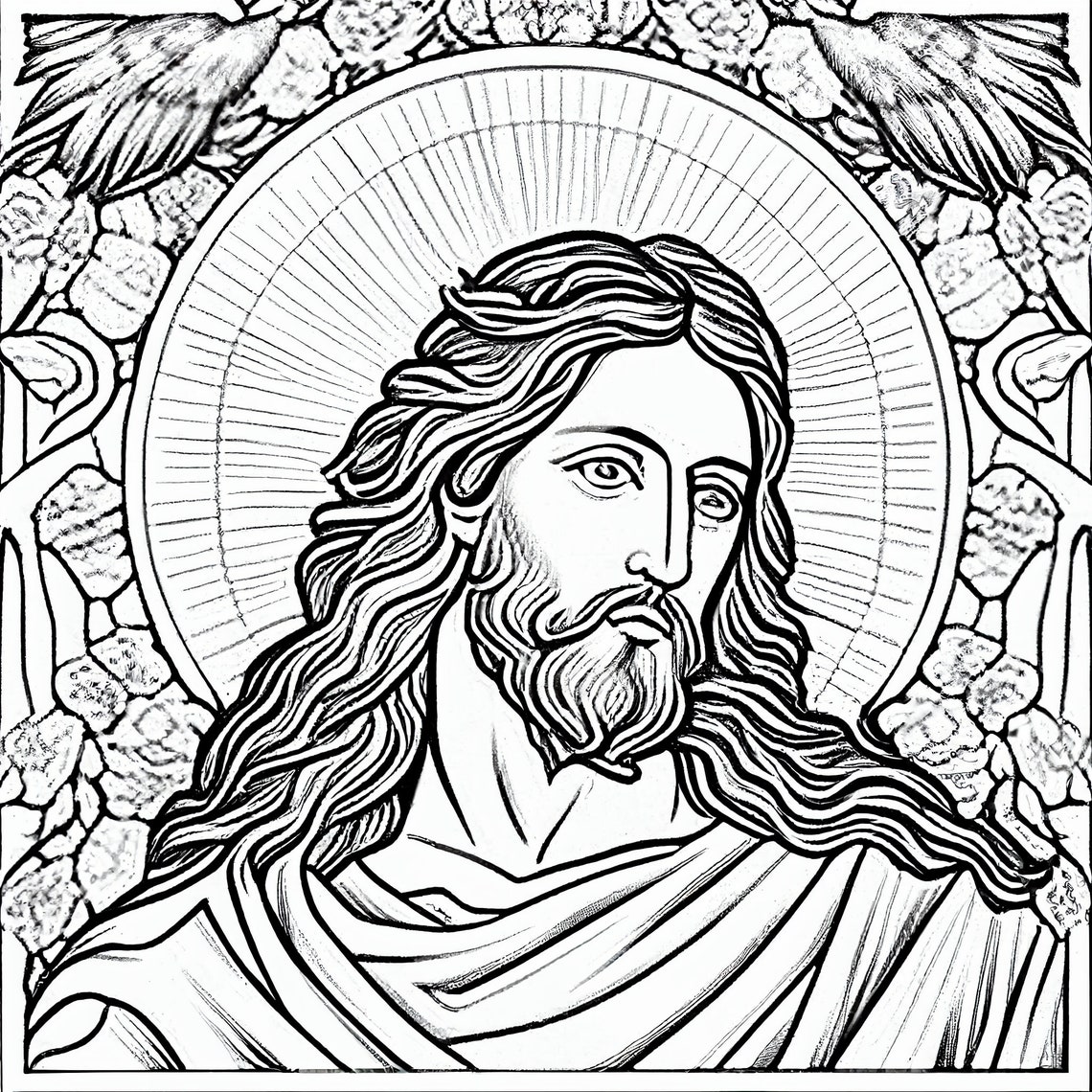 JESUS CHRIST Coloring Pages for Adults • Bible Artwork for Instant ...