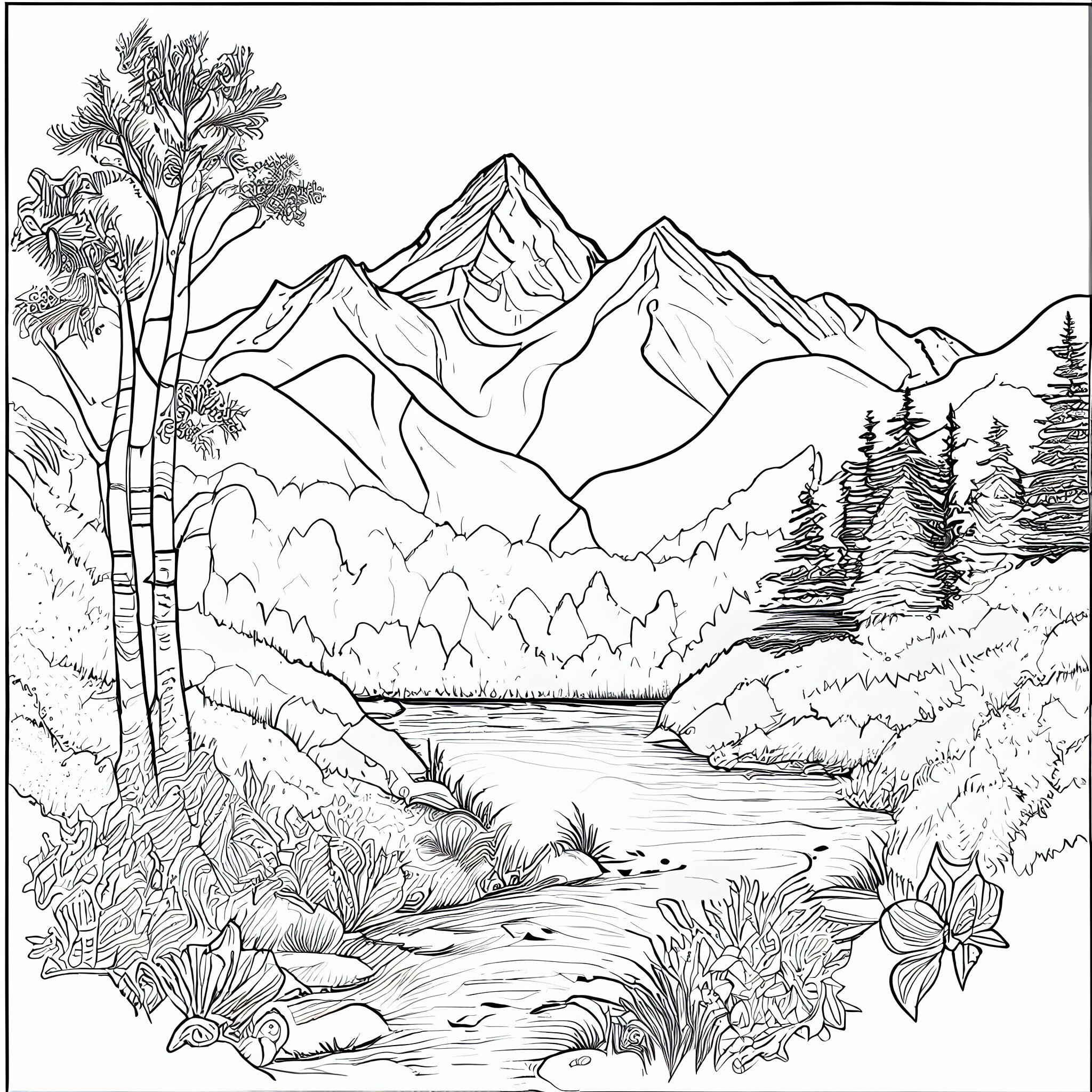 Mountain Landscape Coloring Sheet Mountain Landscape Coloring Sheet
