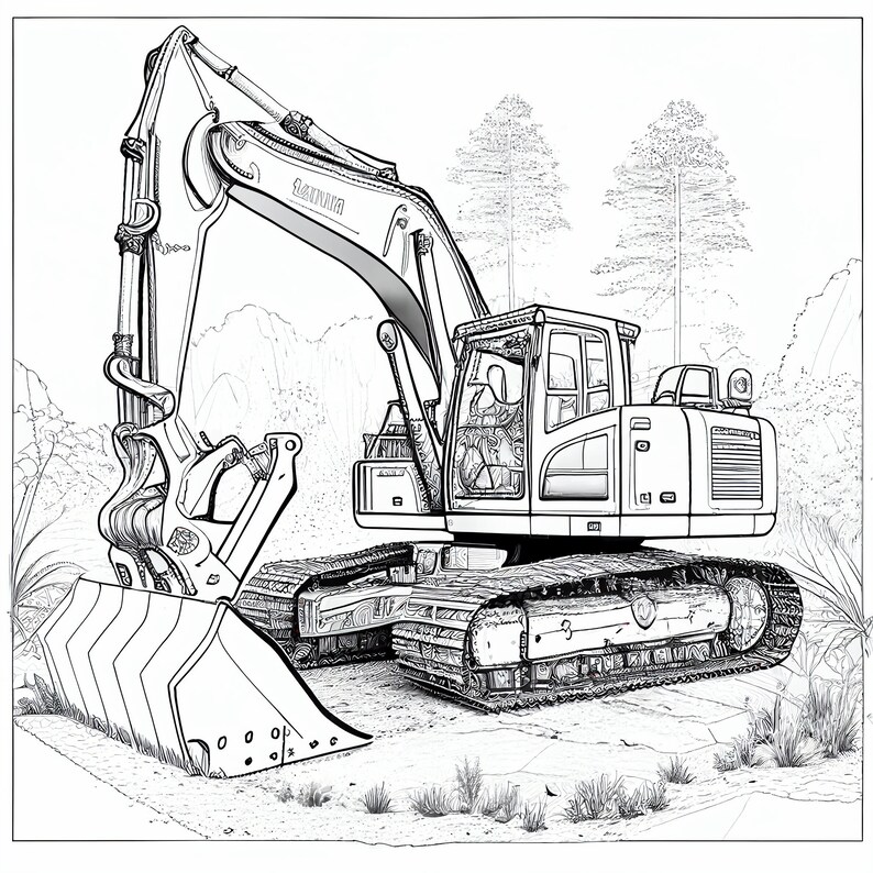 Dig Into Fun With 5 Excavator Coloring Pages Perfect for - Etsy
