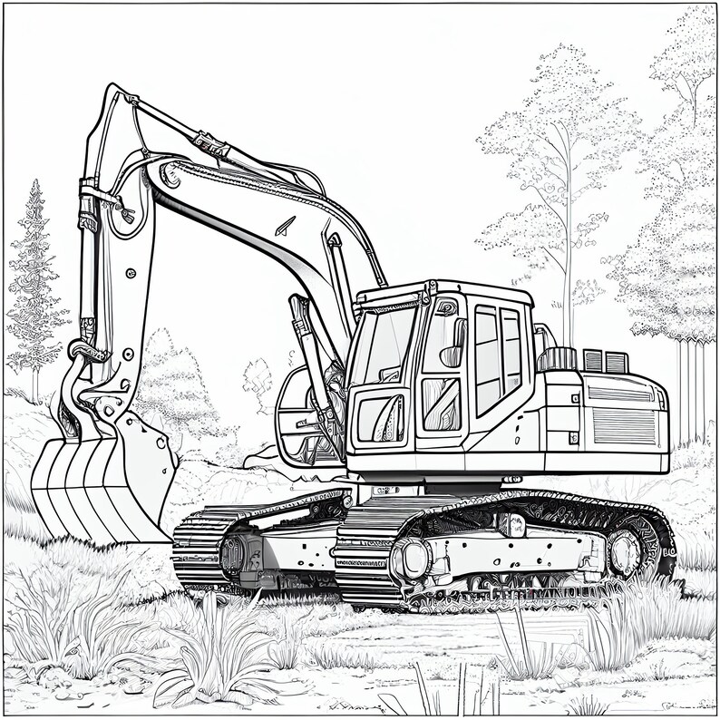 Dig Into Fun With 5 Excavator Coloring Pages Perfect for - Etsy