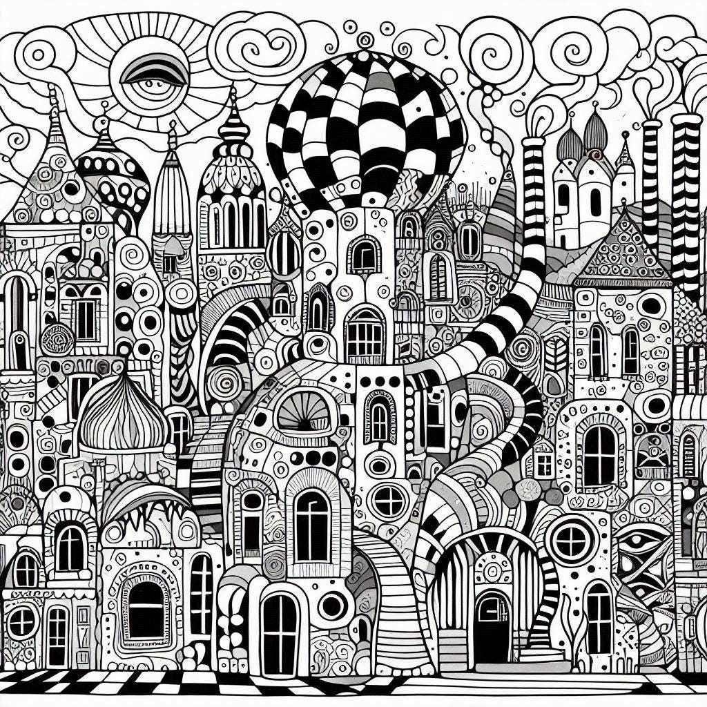Hundertwasser Coloring Book | 8 Pages for Instant Download | Unique ...