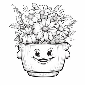 Smiling Blooms: Flower Pot Coloring Pages Filled With Joy and ...