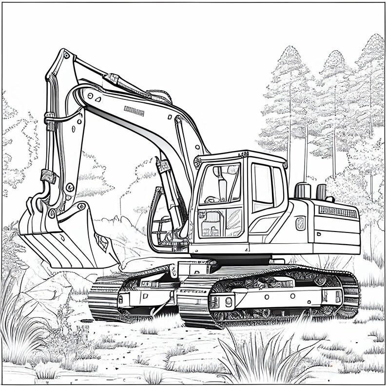 Dig Into Fun With 5 Excavator Coloring Pages Perfect for - Etsy