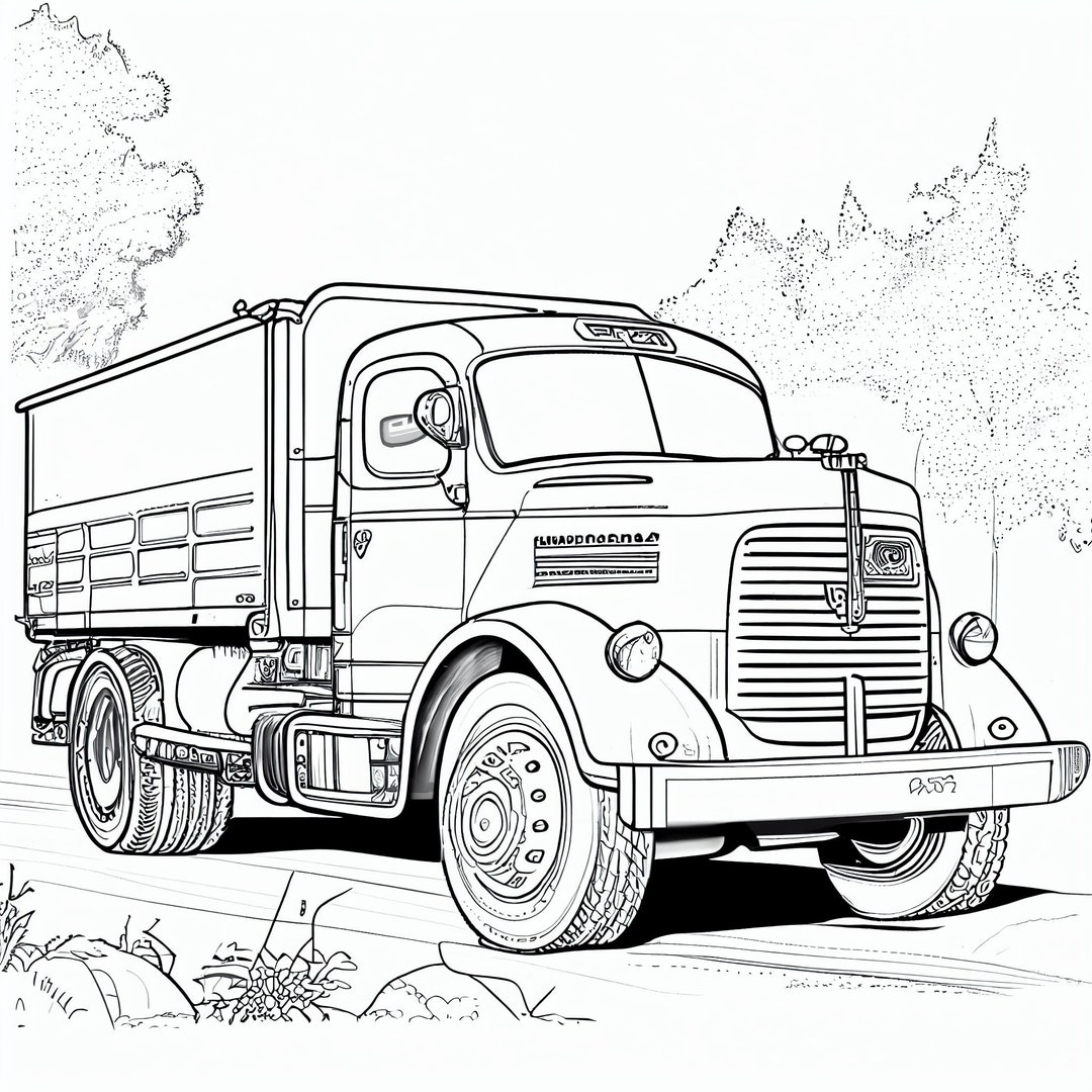 Trucks Galore! Exciting Coloring Pages for Kids - 21 Pages - Instant ...