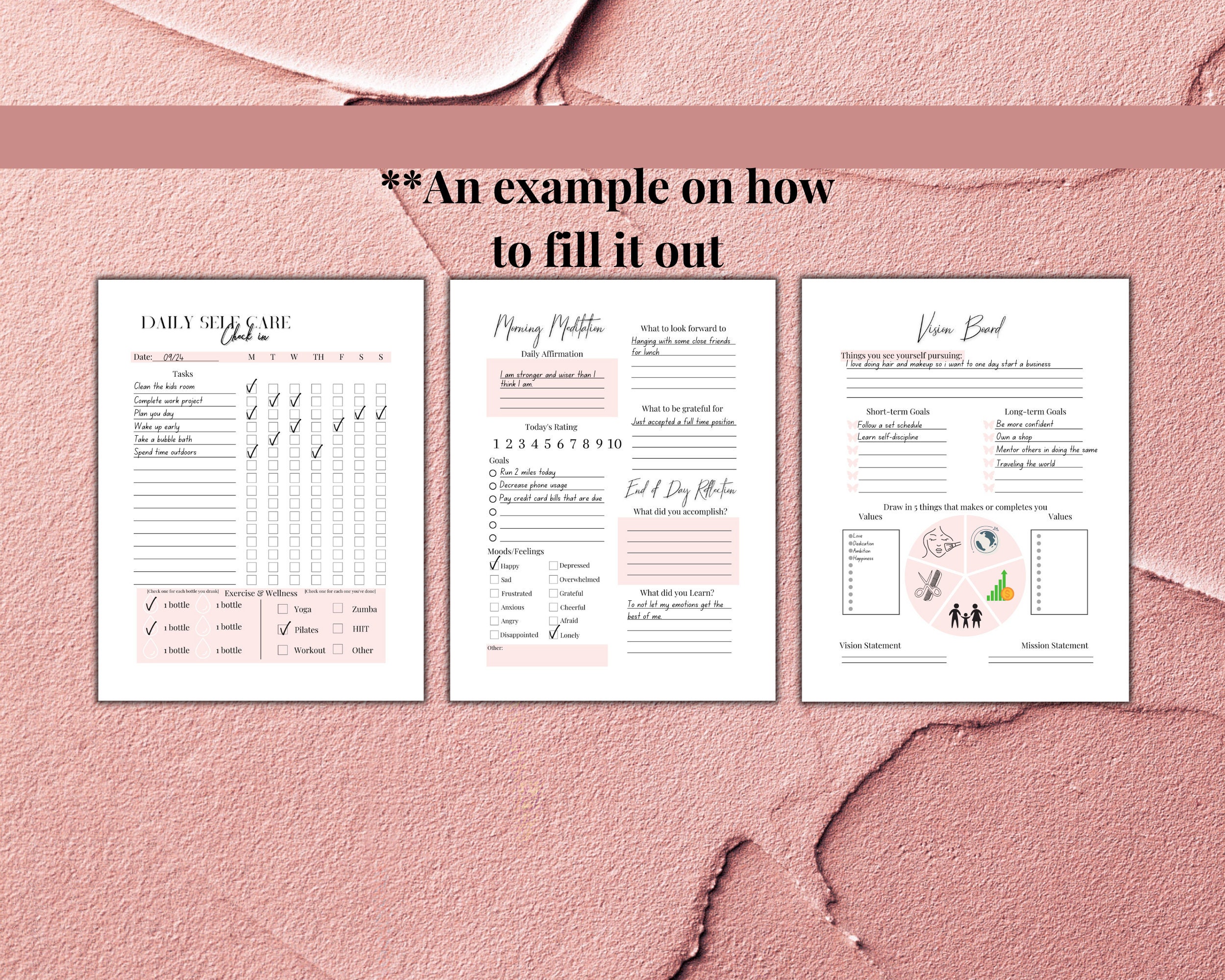 Self-care Checklist for Mental Stability and Wellness, Morning ...