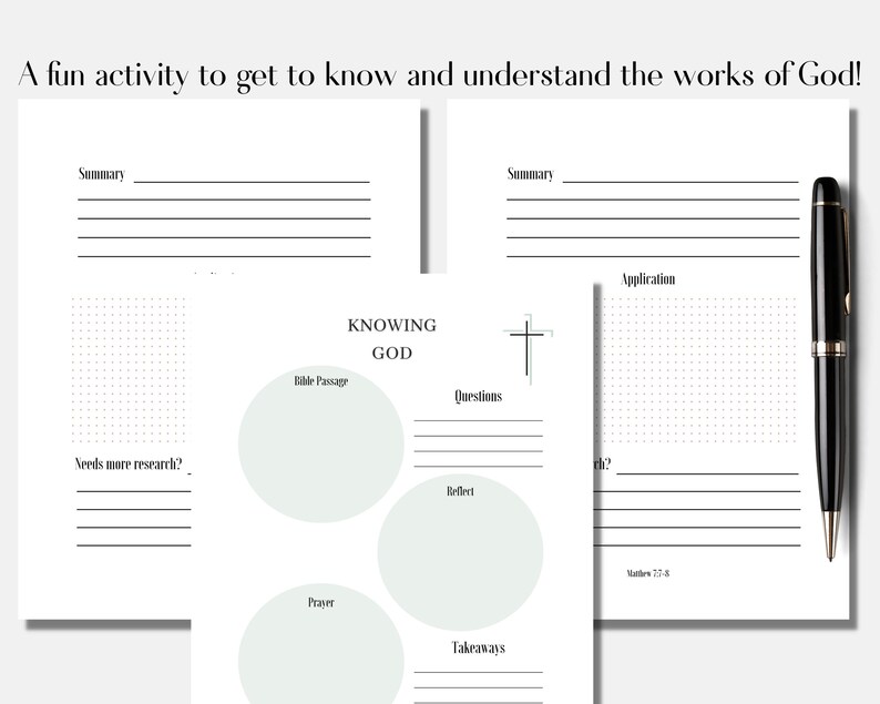 Bible Notes Activity to Get to Know God Betterscripture Note ...